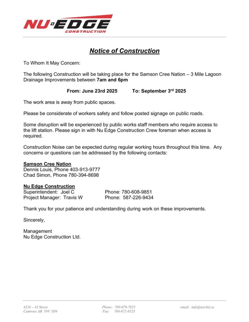 NOTICE OF CONSTRUCTION - SCN